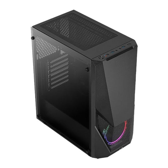 Aerocool Zauron RGB Black Mid Tower Tempered Glass PC Gaming Case ...