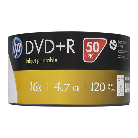 HP DVD+R 4.7GB Single Layer Full Face Printable 50pcs LN118543 - 69304 ...