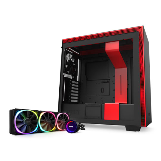 NZXT H710 Black/Red Mid Tower + NZXT Kraken X73 RGB AIO Bundle LN120999 ...
