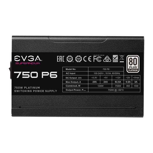 EVGA SuperNOVA 750 P6 750W 80+ Platinum Power Supply LN124046 - 220-P6 ...