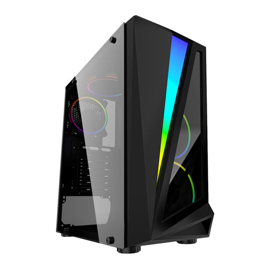 CiT Mars ARGB Windowed Mid Tower Gaming Case with 600W PSU Installed ...