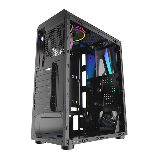 CiT Mars ARGB Windowed Mid Tower Gaming Case with 600W PSU Installed ...