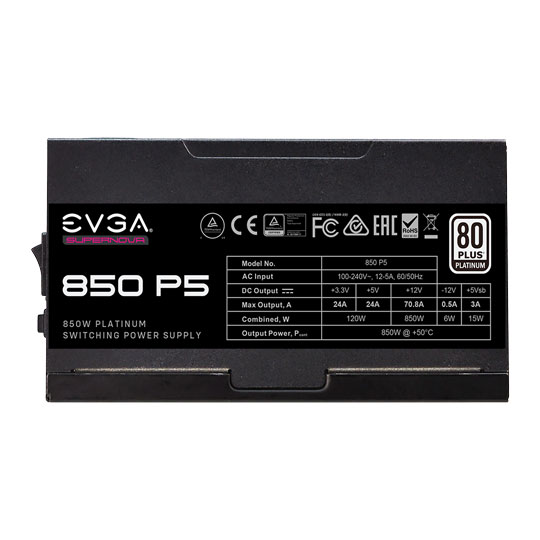 EVGA SuperNOVA 850 P5 Watt Fully Modular 80+ Platinum PSU/Power Supply ...