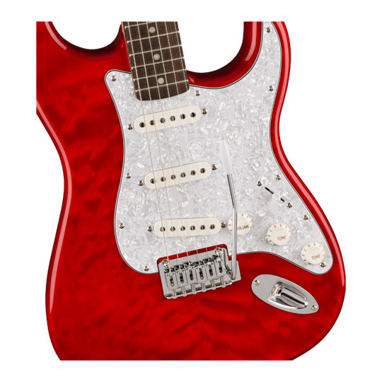 Squier FSR Affinity Series Stratocaster QMT, Crimson Red Transparent ...