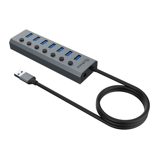 Akasa Connect 7 IPS 7 Port USB Type-A Hub LN138301 - AK-HB-21BKCM | SCAN UK