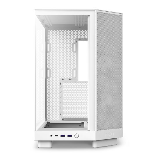 NZXT H6 Flow RGB White Compact Dual-Chamber Tempered Glass PC Case ...
