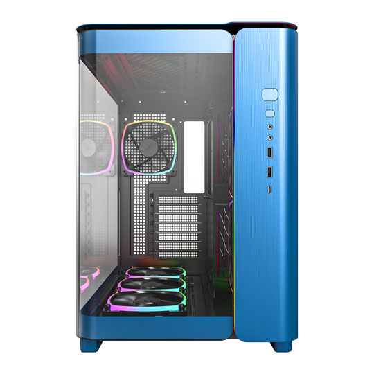 Montech KING 95 PRO Blue Mid Tower TG Dual Chamber PC Case inc 10 Fan ...