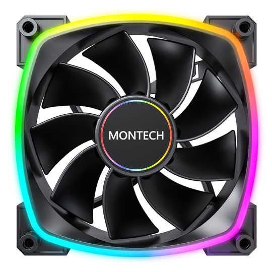 Montech RX140 PWM Black 140mm Reversible ARGB Case Fan LN140876 - RX140 ...