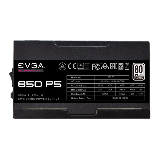 EVGA SuperNOVA 850 P5 850 Watt 80+ Platinum Power Supply LN141095 - 220 ...