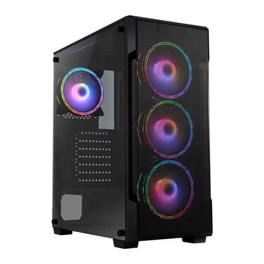 CiT Crossfire Mesh Mid-Tower Windowed Black PC Gaming Case LN142176 ...