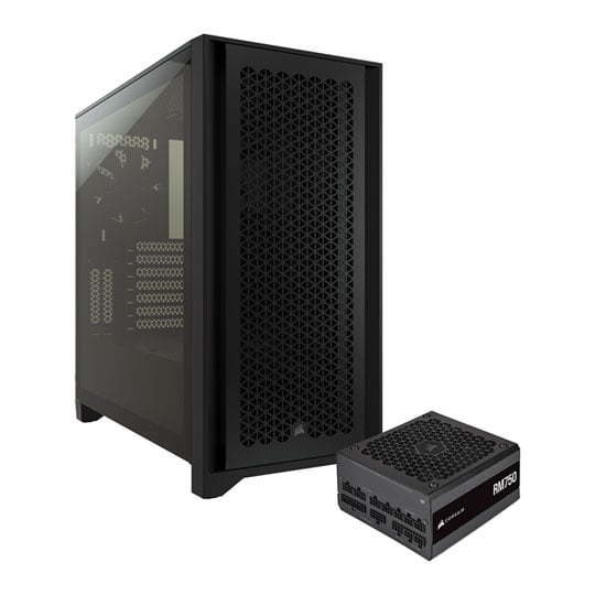 Corsair 4000D Airflow Black Chassis + Corsair RM750 PSU Bundle LN142506 - CC-9011200-WW CP ...