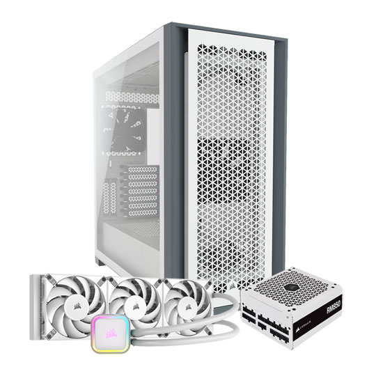 Corsair 5000D Airflow White + RM8550 White PSU + Corsair iCUE H150i RGB ...