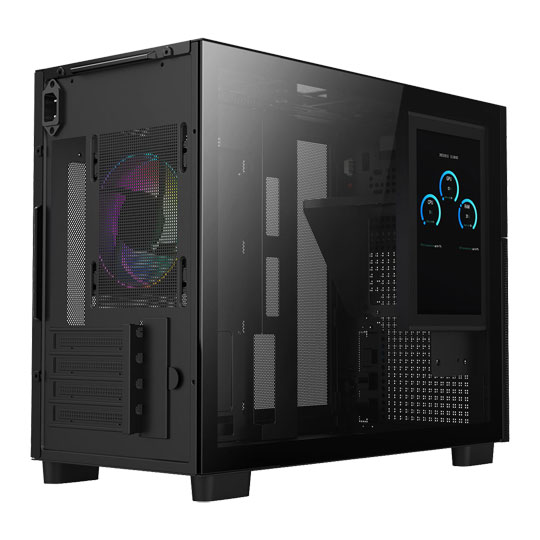 CiT Jupiter Black MicroATX PC Case with 8-Inch LCD Screen LN142583 ...