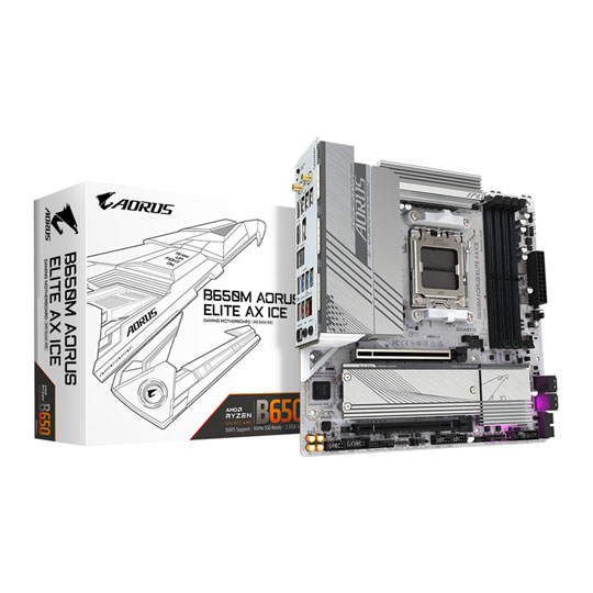Gigabyte AMD Ryzen B650M AORUS ELITE AX ICE AM5 DDR5 microATX Motherboard LN143702 | SCAN UK