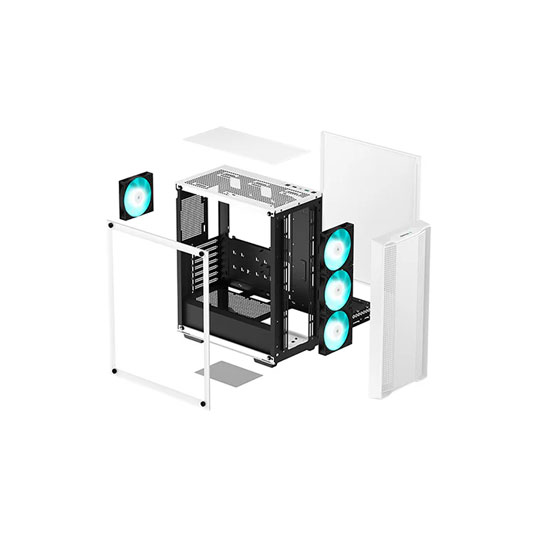 DeepCool CC560 V2 White Mid Tower Tempered Glass PC Gaming Case ...