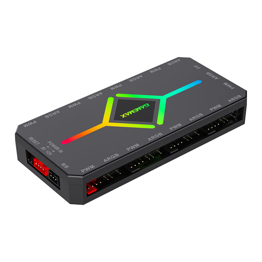 CiT V4.0 ARGB PWM 9 Port Black Fan Hub with Remote LN144277 - GMX-V4.0 ...