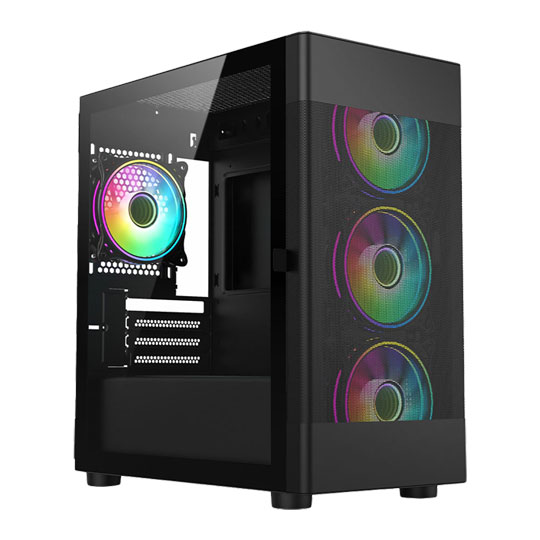 Vida Zephyr Black Tempered Glass Micro-ATX PC Gaming Case LN144557 ...