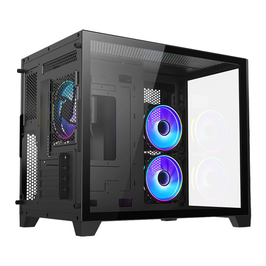 Vida Akira Black Tempered Glass Micro-ATX PC Gaming Case LN144559 ...