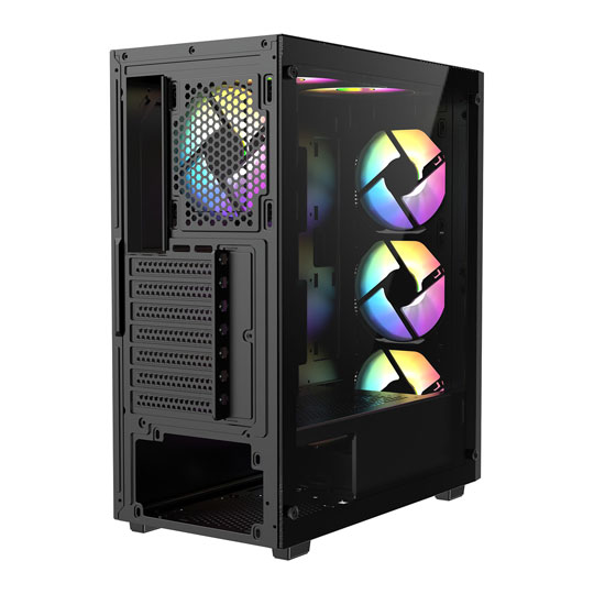 CiT Destroyer Black Mid Tower Tempered Glass PC Gaming Case LN146405 ...