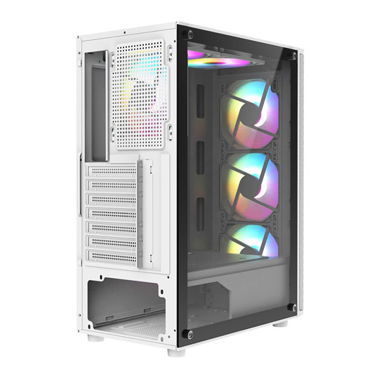 CiT Delta White Mid Tower Tempered Glass PC Gaming Case LN146902 ...