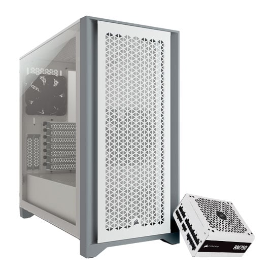 Corsair 4000D Airflow White Chassis + Corsair RM750 White PSU Bundle ...