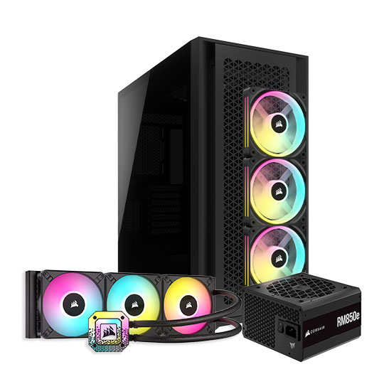 Corsair 5000D Airflow Black Chassis + RM850 PSU + H150i Capellix XT AIO ...