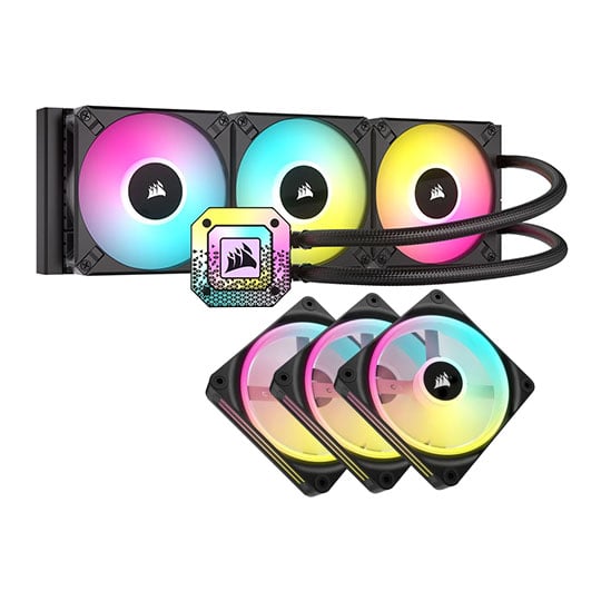 Corsair 5000D Airflow Black Chassis + RM850 PSU + H150i Capellix XT AIO ...