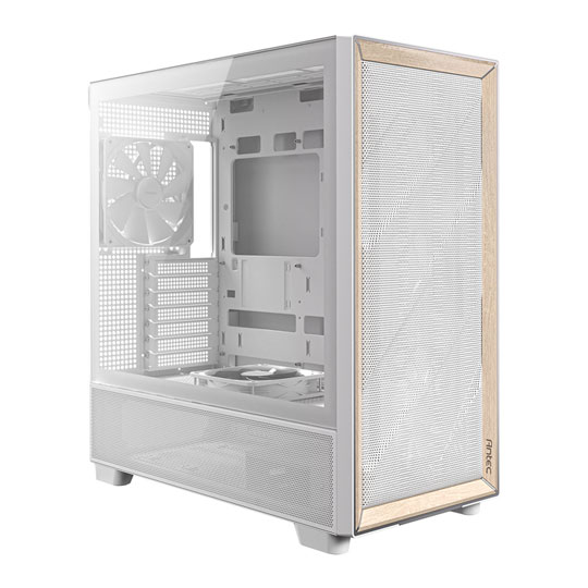 Refurbished - Open Box Antec Flux Mid Tower Tempered Glass White/Wood ...