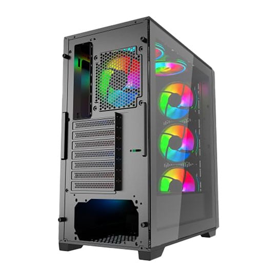 VIDA Versa Black Tempered Glass Mid Tower Chassis LN154048 - VERSA-BLK ...