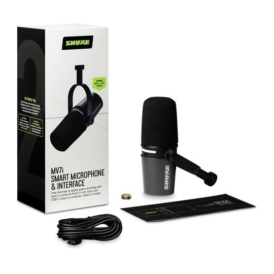 Shure MV7i USB-C Smart Microphone and Interface LN154704 | SCAN UK