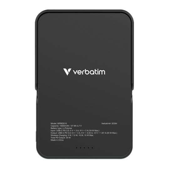 Verbatim Charge 'n' Go Wireless / USB-C 10000mAh Power Bank with Stand ...