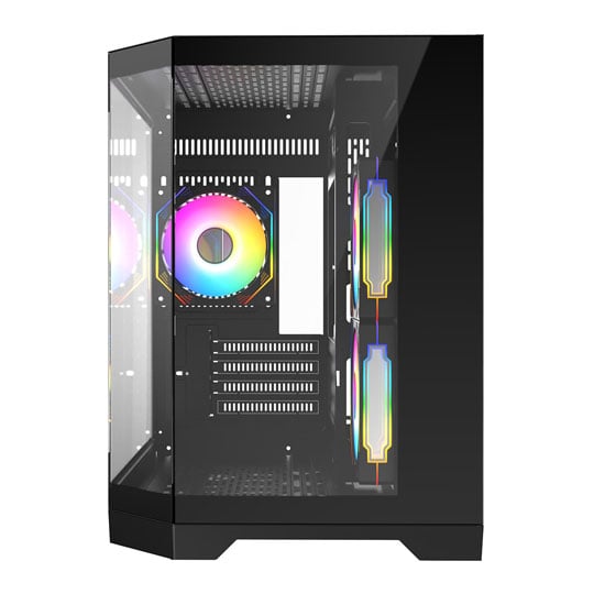 CiT DS240 Black Micro-ATX Tempered Glass PC Gaming Case with 3 x CiT ...