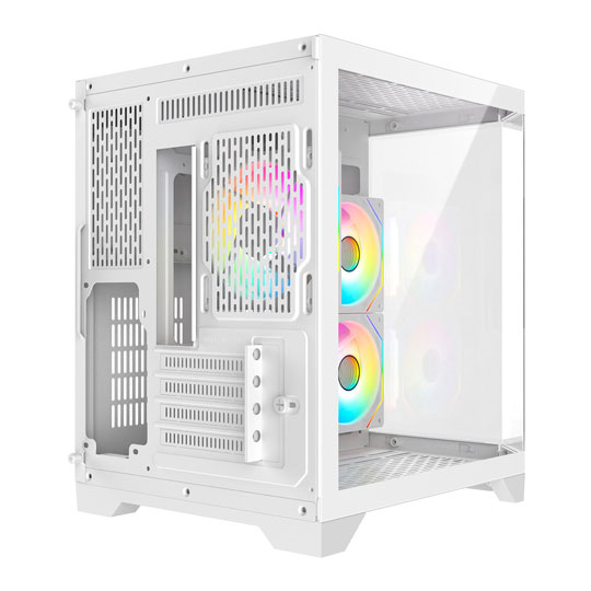 CiT DS240 White Micro-ATX Tempered Glass PC Gaming Case with 3 x CiT ...