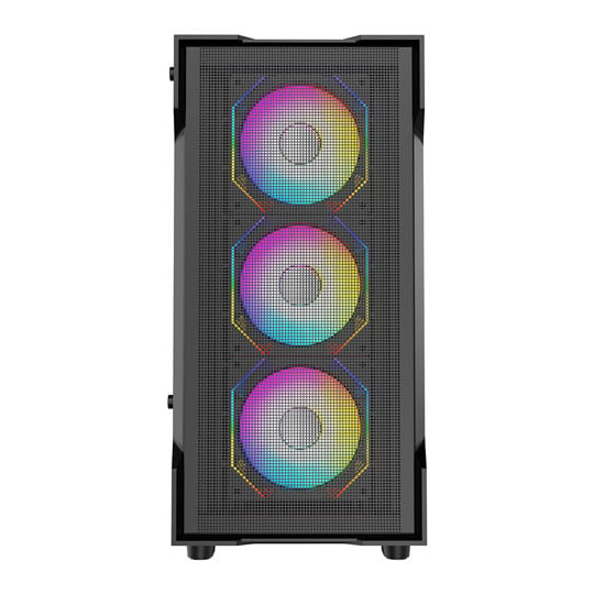 CIT Bolt Black Mesh MicroATX PC Case with 4x ARGB Fans LN162303 ...