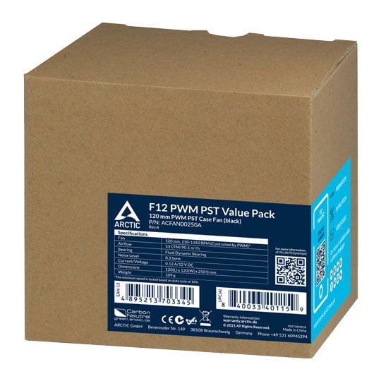 120mm Arctic F12 PWM PST 4-pin Black Cooling Fan - 5 Pack LN162454 ...