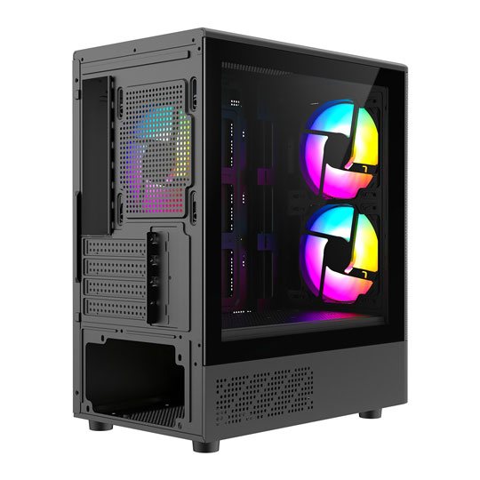 CiT F3M Black Mesh MicroATX PC Case with 3x ARGB Fans LN165457 ...