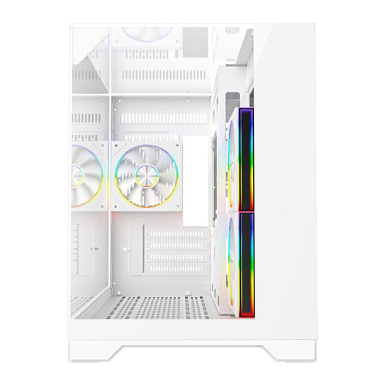 Powercool Atom Tempered Glass White MicroATX Tower Gaming Case LN165639 ...