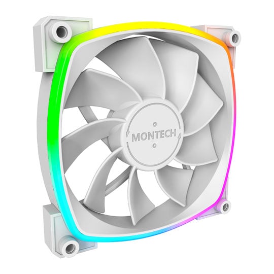 Montec RX120 PWM White 120mm Reversible ARGB PWM Triple Fan Pack ...